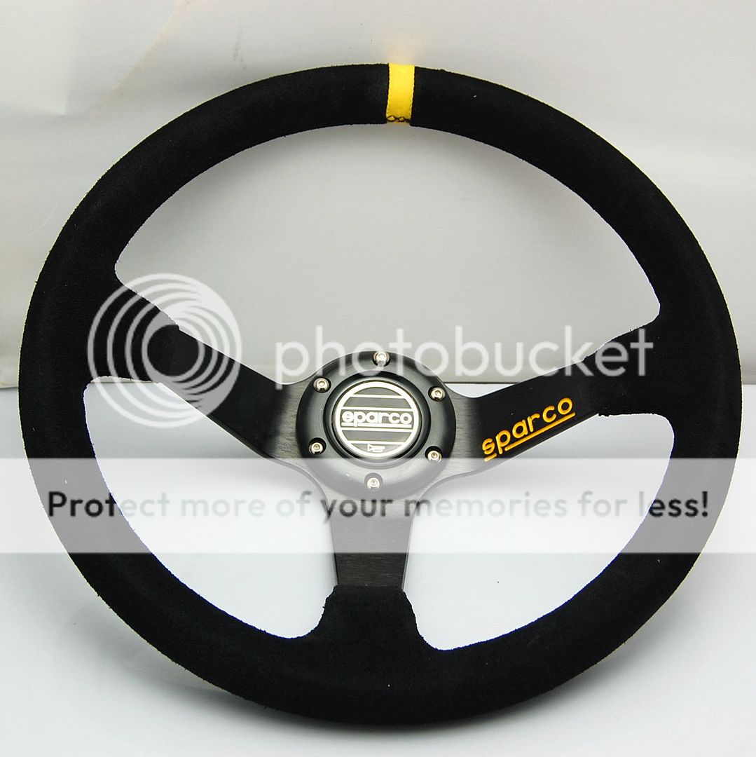 350mm SPARCO Black Suede Leather Deep Dish Steering Wheel Drifting OMP ...